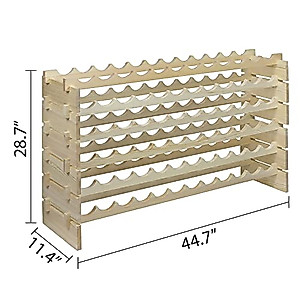 Smartxchoices Stackable Modular Wine Rack 72 Slots Floor Wine Storage Stand Wooden Wine Holder Display Shelves 72 Slots, Wobble-Free, Solid Wood, Free Standing (Six-Tier, 72 Bottle Capacity) (Wood)