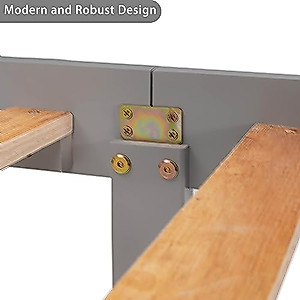 RIDFY Queen Size Wood Platform Bed Frame with Drawers,Heavy Duty Platform Bed Frame with Headboard,Bed Frame with Storage,No Box Spring Needed, Easy Assembly(Queen) (Grey)