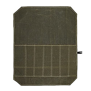 Knife Storage Bags and Rolls, Waxed Canvas Chefs Knife Carrier Holder, Cooking Knives and Utensils Wrap Bag, 7 Pockets Portable Protector Case for Kitchen Tools (Green)