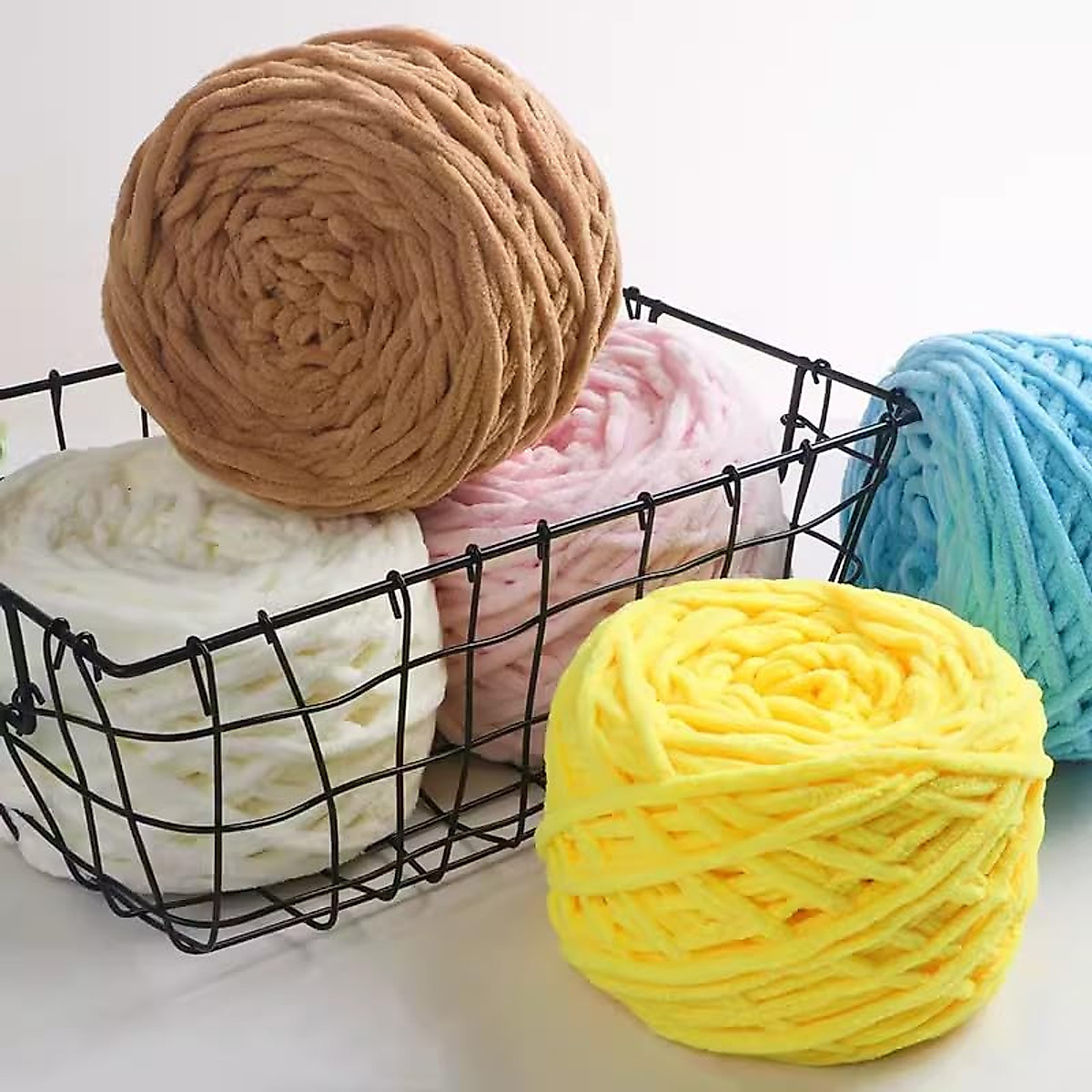 190g/ball Chenille Knitting Yarn Soft Ice Strip Line Cotton Yarn DIY Wool Yarn for Hand Knitting Scarf Thick Wool Yarn