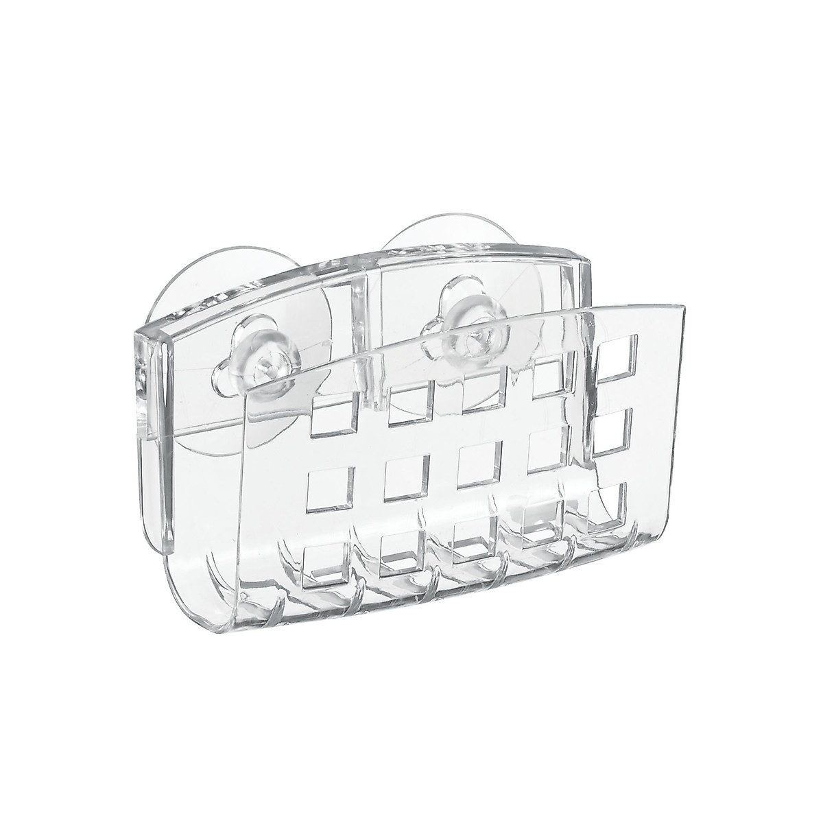 iDesign Plastic Kitchen Sink Suction Holder, Caddy for Soap, Sponges, Scrubbers in Bathroom, Shower Stall, Tub, Laundry Room, 3.75" x 2" x 2" - Clear