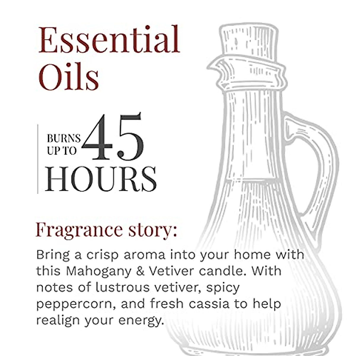 Essential Elements by Candle-lite Scented Candles, Mahogany & Vetiver Leaf Fragrance, One 14.75 oz. Three-Wick Aromatherapy Candle with 45 Hours of Burn Time, Off-White Color