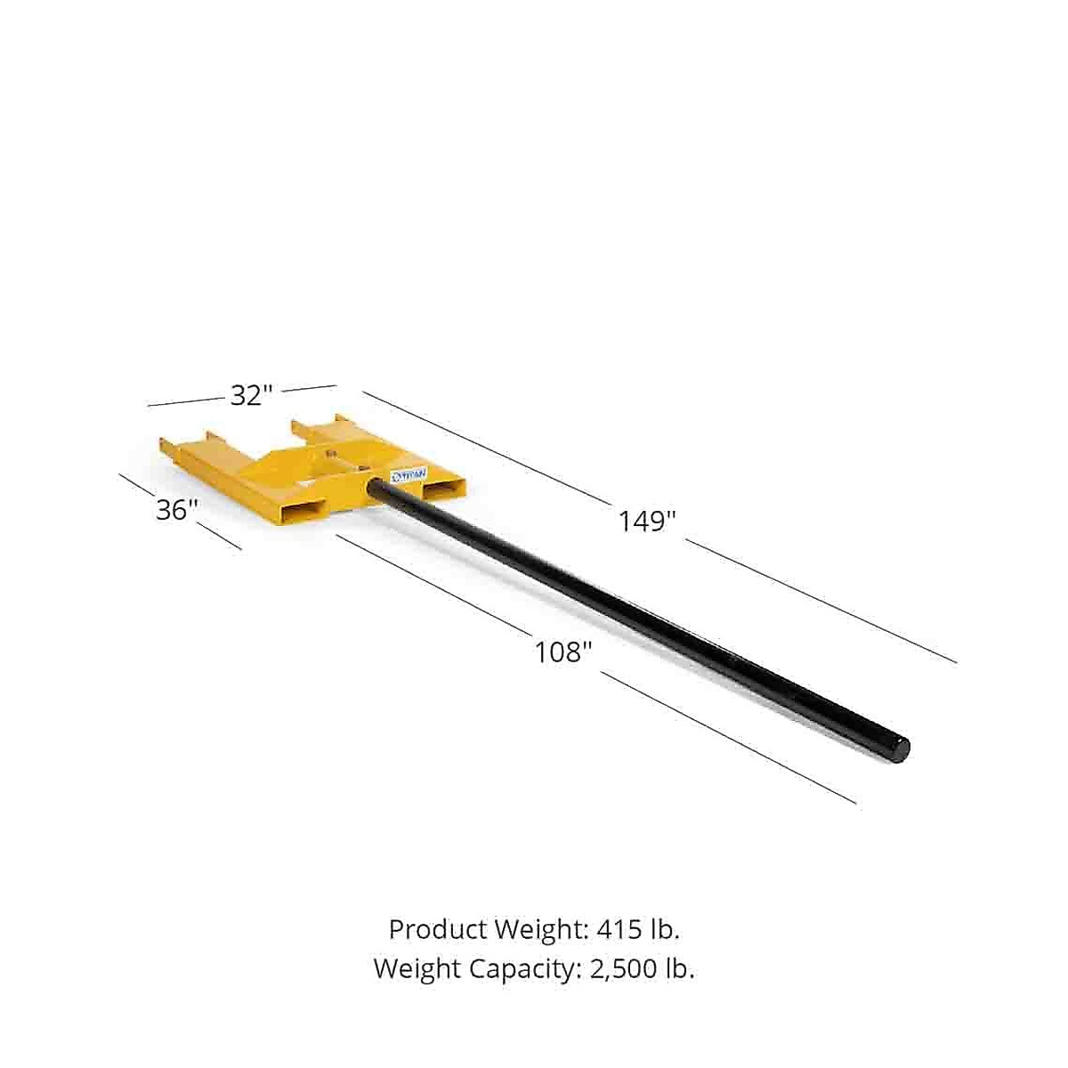 Titan Attachments 9 FT Carpet Pole Attachment, Fork Mounted Rug/Carpet Pole, 2,000 LB Capacity, 108-in x 2.75-in