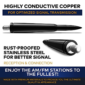 𝐁𝐮𝐥𝐥𝐞𝐭 Style Antenna Mast for Nissan Titan S SV PRO-4X SL Platinum 2004-2021 Black Automotive Antenna Replacement for Cars, Trucks & SUV Radio Compatible - Car & Truck Exterior Accessories 4.25'