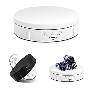 JAYEGT Motorized Rotating Display Stand, 5.74inch /22LB Load, 360 Degree Electronic Turntable Display Stand for Photography Products Shows, Jewelry, Watch, 3D Models, Cake, White