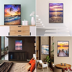 DOTSOPS 6-Pack DIY 5D Beach Diamond Painting Kit Art Adult Painting Kit Crafts Beginner diamond art beach 5D Full Art Diamond Large Diamond Painting Home Wall Decoration Gift 12x16 inches