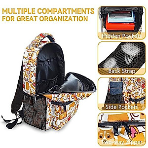Mercuryelf Corgi Backpack for Girls Boys, 16 Inch Yellow Backpacks for School, Cute Lightweight Bookbag for Kids