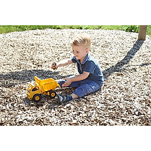 ksmtoys Lena Eco Active Toy Dump Truck is a Eco Friendly BPA and Phthalates Free Biodegradable Green Toy Manufactured from Food Grade Resin and Wood, Yellow, 11x8x6