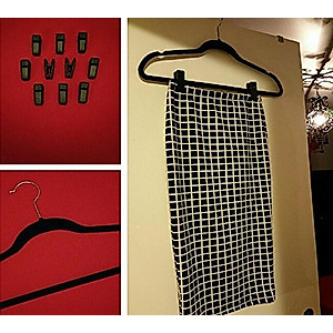 Black Plastic Hanger Clips Slim-line Set of Finger Clips Strong Pinch Grip Clips for Slim Line Hangers Fit Well on The Slim Velvet Hangers Set of 20
