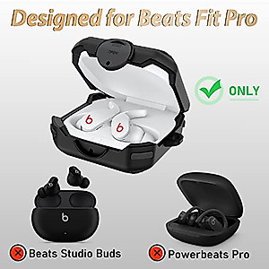 Case for Beats Fit Pro 2021, Secure Lock Cases Compatible with Beats Fit Pro Protective Cover Earbuds Carry Switch Protector with Anti-Lost Carabiner (Black)