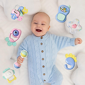 Cuterabit 13PCS Baby Rattles 0-6 Months, Baby Teething Toys with Storage Case, Infant Toys 0-3-6-12 Months, Baby Girl Toys, Best Newborn Christmas Gift for Babies Infants Boy Girl