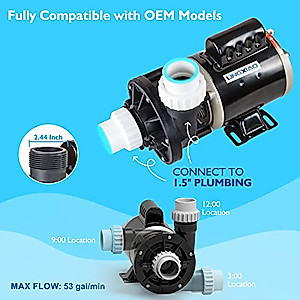 LINGXIAO SPA Circulation Pump, Single Speed Hot Tub Circulating SPA Pump for Replacement OEM Mode, 0.25HP (115V or 230V)1.5"Port (Model: 48WTC0153C-I)