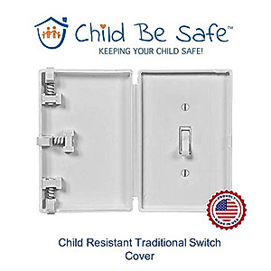 Child Be Safe, Baby Toddler Pet Resistant Electrical Safety Cover Guard for Home and Business, Made in USA, Traditional Standard Toggle Light Switch (White, Single Unit)