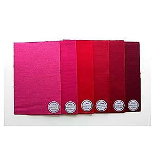 Sue Spargo 1/64 Cuts of Merino Wool Fabric, Pack of Six Colors - Reds