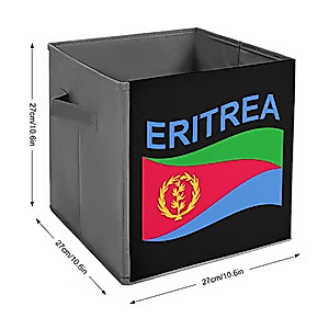 Flag of Eritrea Collapsible Storage Bins Basics Folding Fabric Storage Cubes Organizer Boxes with Handles