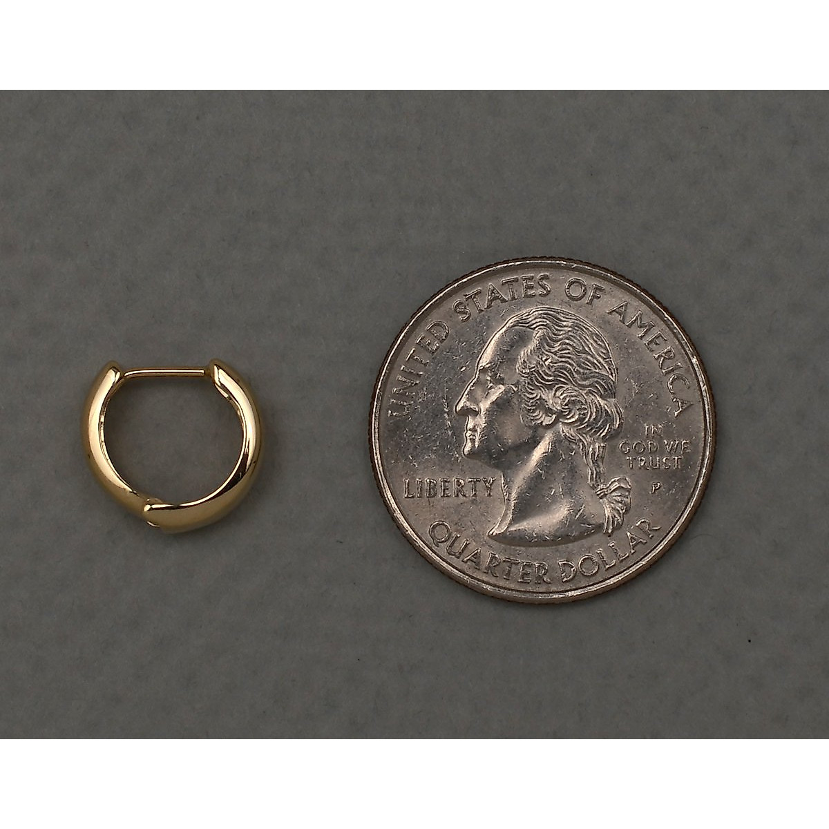 Small 14K Gold Huggie Hinged Hoop Earrings .50 Inch (13mm) (5mm Wide) (Yellow)