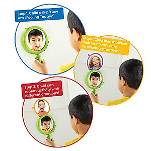 hand2mind See My Feelings Mirror, Social Emotional Learning, Shatterproof Mirror for Kids, Anger Management Toys, Anxiety Relief Items, Mindfulness for Kids, Calm Down Corner, Anxiety Toys (Set of 4)