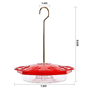 Juegoal 12 oz Hanging Hummingbird Feeder, 2 Pack Outdoor Hummingbird Feeders with 8 Feeding Flower Ports, Bird Nectar Leak-Proof Saucer Feeders for Garden Yard Patio