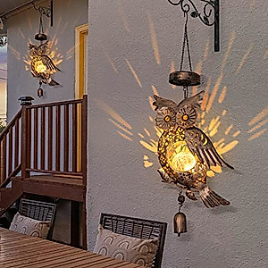 Solar Wind Chimes Outdoor Owl Hanging Lanterns Decor Solar Lights for Outside Garden Yard Art Unique Valentine's Day Gift Mother's Gifts Birthday Gifts