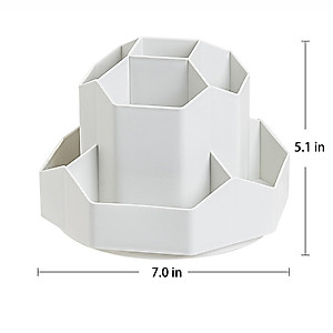 GGIANTGO Pencil Pen Holder for Desk, 9 Slots 360 Degree Rotating Desk Organizer, Desktop Storage Pen Organizers Stationery Supplies, Cute Pencil Cup Pot for Office School Home & Art Supplies (Grey)