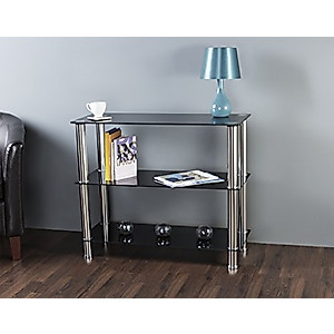 AVF S13-A Wide 3 Tier Shelving Unit in Black Glass & Chrome