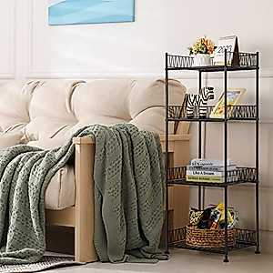 smusei Black Bathroom Storage Shelves Freestanding Bathroom Shelf Organizer 4 Tier Metal Wire Shelving Units Bathroom Towel Storage Rack Stand for Small Spaces Kitchen Pantry Laundry Room