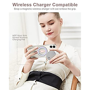 EWA Magnetic Phone Grip and Stand with Silicone Finger Strap for Magsafe, Ring Holder Adjustable Kickstand Loop, Only for iPhone 13, 12 Pro/Pro Max/Mini (MG201-RoseGold)