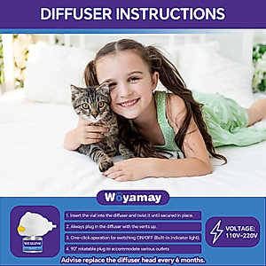 Woyamay Cat Calming Diffuser Kit - 3-in-1 Cat Pheromone Diffuser for Anxiety & Stress Relief-Includes 1 Diffuser and 2 Refill Vials (48ml Each)-Provides 60 Days of Comfort and Relaxation for Your Cat