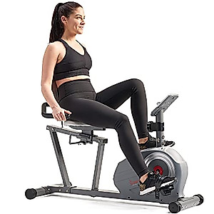 Sunny Health & Fitness Essentials Series Magnetic Smart Recumbent Bike with Exclusive SunnyFit App Enhanced Bluetooth Connectivity – SF-RB422003