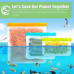 LePvo Reusable Food Storage Bags，32 Pack BPA FREE Freezer Bags(8 Gallon Bags + 8 Quart Bags +8 Sandwich Bags + 8 Food Grade Snack Bags+8) EXTRA THICK Reusbale Lunch Bag for Salad Fruit.