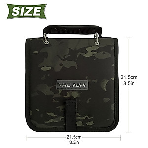 Thekuai Fishing Tackle Binder, Lure Storage Bag, Soft Bait Binder, Fishing Organized Storage Rig Bag for Baits, Rigs, Jigs and Lines, Suitable for Fresh Water and Saltwater (Camo Black/9.5" * 8.3")