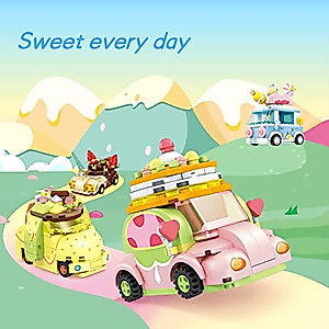 MENYORD Friend ice Cream Food Truck City Street View Building Block Toy, Collection Toy or Birthday Gift for Boys and Girls Aged 6 and Above, New 2023 (Cream Truck)