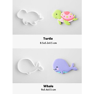 Cookie Cutters 8 Pieces Biscuit Sandwich Cutter Dolphin Whale Octopus Fish Shapes Vegetables Fruits Bread Crust Slicer Kit for Kids Bento Lunch Box