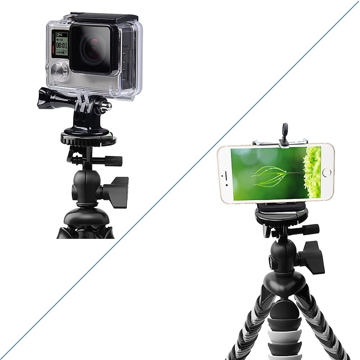 Haoyou Tripod Phone Tripod Mount Flexible Tripod for Cell Phone Gopro Camera and Other Action Cameras Rotate 360 Degrees