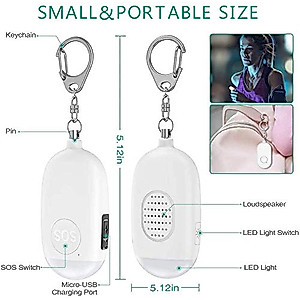 Safesound Personal Protection Safety Device – 3pcs SOS Keychain Alarm for Women, Men, Elderly and Kids – Personal Keychain Alarm Siren – USB Rechargeable – Small and Compact Design