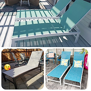 VredHom Patio Chaise Lounge Chair Set, 3PCS Outdoor Recliner Lounge Chair with Side Table, All Weather Chaise with 5 Adjustable Backrest and Lay Flat Positions for Garden, Balcony, Pool