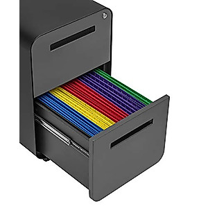 Laura Davidson Furniture Stockpile 2-Drawer Modern Mobile File Cabinet, Commercial-Grade (Black/Grey)