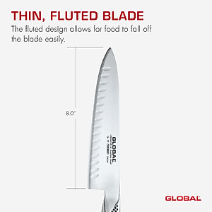 Global Chef's Knife-Granton, 8", Silver