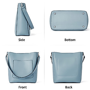 BROMEN Hobo Bags for Women Leather Handbags Designer Shoulder Bucket Crossbody Purse Blue