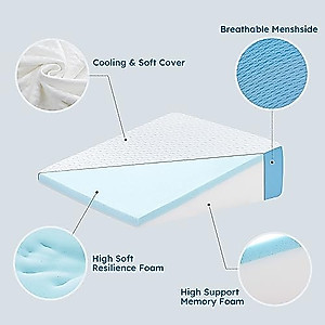 ColdHunter 7.5" Wedge Pillow for Sleeping: Bed Wedge After Surgery, Cooling Memory Foam Pillow for Back Support and Leg Elevation, Triangle Pillow for Sleeping Acid Reflux & Heartburn & GERD & Snoring