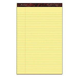 Ampad Gold Fibre Writing Pads, 8-1/2" x 14", Legal Rule, Canary Paper, 50 Sheets, 12 Pack (20-030R)