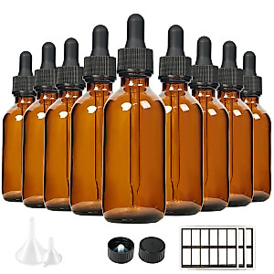 Eternal Moment 2 oz Eye Dropper Bottle(24 Pack), 60ml Amber Glass Bottles with Glass Eye Dropper for Essential Oils, Chemistry Lab Chemicals, Colognes & Perfumes