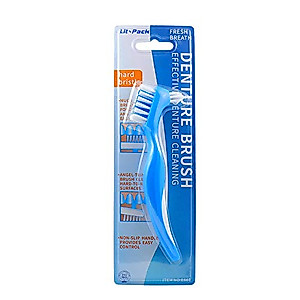 Denture Clean Toothbrush for Denture Care Tool w/Multi Layered Hard Bristles Dual Hard Bristle for False Teeth Superb Total Cleaning