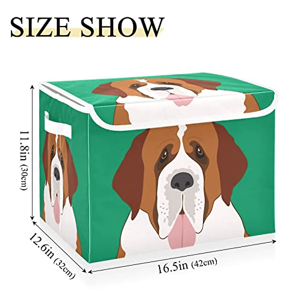 innewgogo Saint Bernard Dog Storage Bins with Lids for Organizing Cube Cubby with Handles Oxford Cloth Storage Cube Box for Pets Toys
