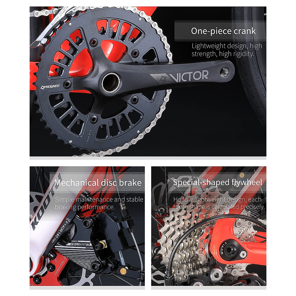 KOOTU Carbon Road Bike, 700C Adult Disc Brake Road Bike for Men and Women Full Integrated Inner Cable Racing Bicycle with Shimano 105 R7000 22 Speed Groupset