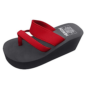 ZHOUXINGB Sandalias para Mujer Elegantes, Strappy Sandals for Women Lace Up Comfortable Sandals Zipper Back Water Shoes Bohemian Shoes Wedge Booties Workout Platform Shoes for Women Red