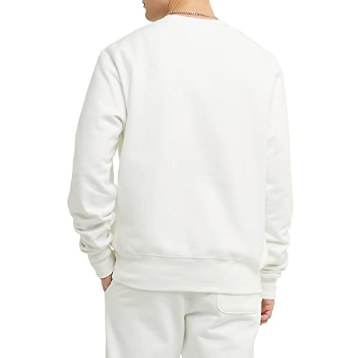 Champion Men's Reverse Weave Sweatshirt,White/Left Chest "C" Logo,X LARGE