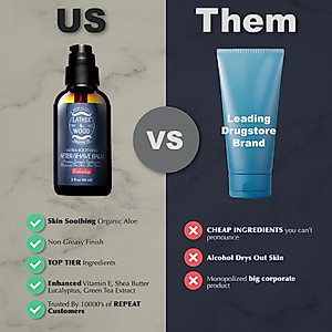 Lather & Wood - Barbershop Aftershave for Men - Long-Lasting Fragrance, Non-Greasy Formula, Easy Pump Dispener, Gentle and Subtle Scent