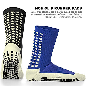 Wrzbest 2 Pair Anti Slip Soccer/Football/Basketball/Hockey/Futbol Yoga Sports Socks with Grips for Adults Shoe Sizes 6-11.5 (2 Pair Anti Slip Ankle Socks)