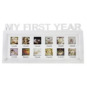 Picture Frames,Baby My First Year Photos Frame Photo Moments Keepsake Picture Frame Girls Boys Multi Photo Impression Kit Newborn Baby Infant Shower Frame Birthday Xmas Memories Christening Gifts